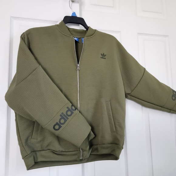 adidas | Jackets & Coats | Adidas Olive Green Womens Activewear Jacket ...